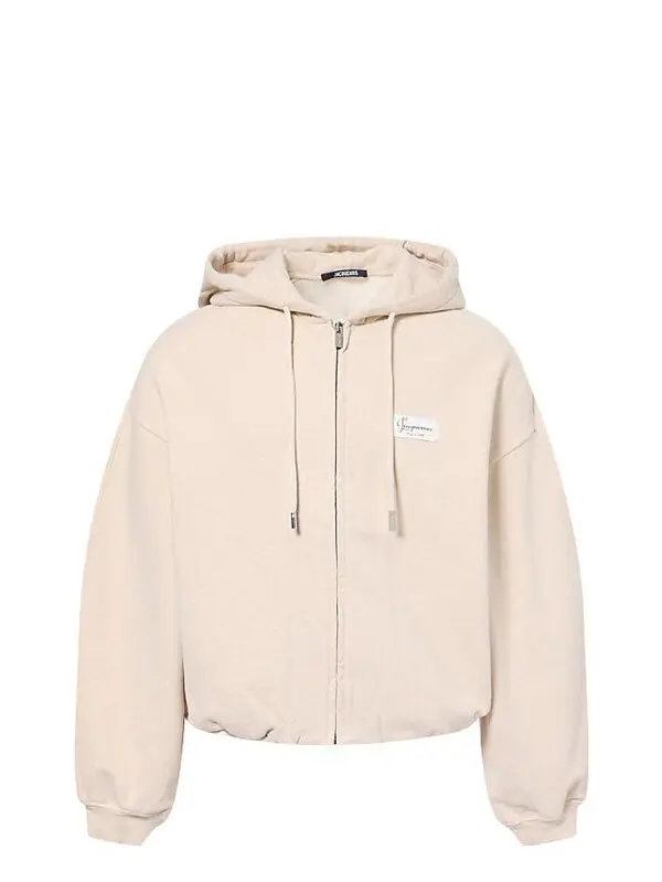 Jacquemus Brand-patch Relaxed-fit Cotton Hoodie - Beige