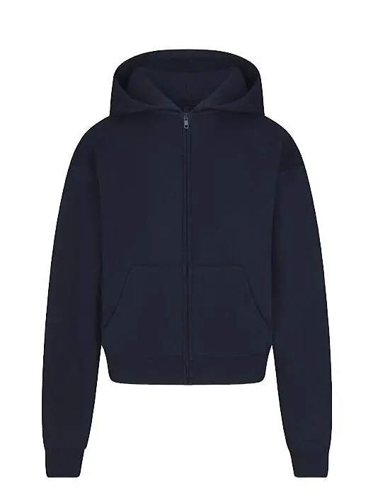 SKIMS Classic Zip-up Cotton-fleece Hoodie - Navy