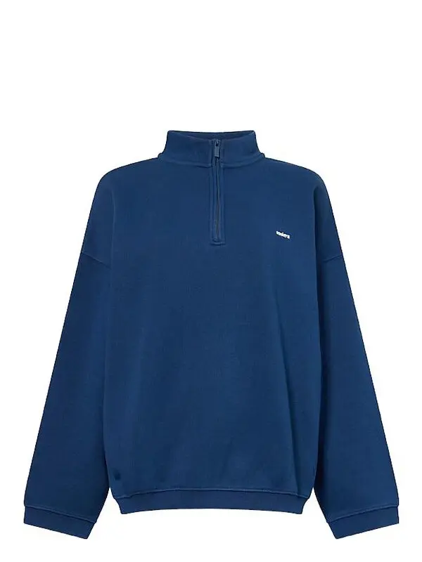 SISTERS & SEEKERS Carolyn Quarter-zip Cotton-blend Jumper - Navy