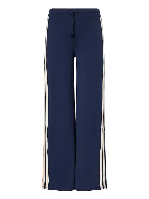 SISTERS & SEEKERS Seekola Side Stripe Cotton-stretch Trousers - Navy