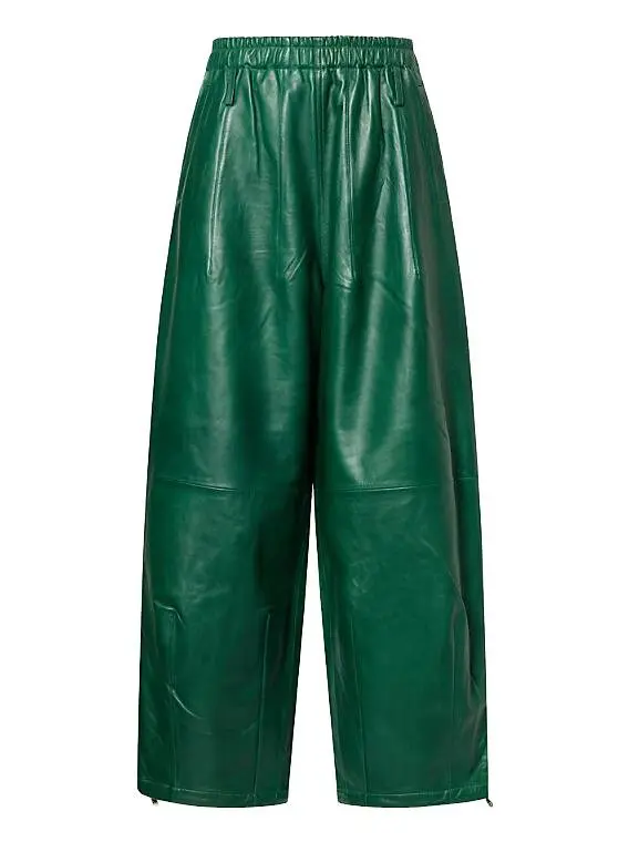 THE FRANKIE SHOP Oakdale Wide-leg Leather Trousers - Green