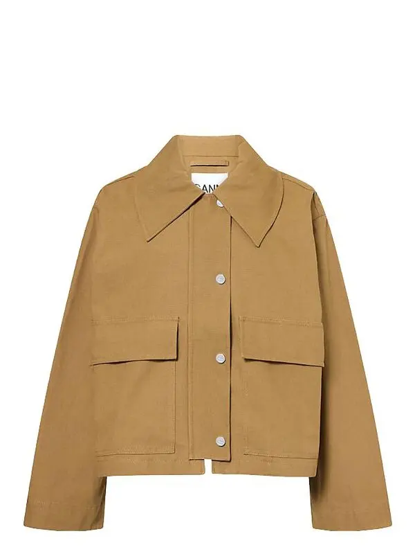 GANNI Canvas Short Barn Cotton Jacket - Ermine