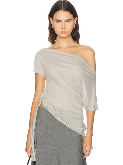 ST. AGNI Fine Jersey Off Shoulder Top - Soft Ash