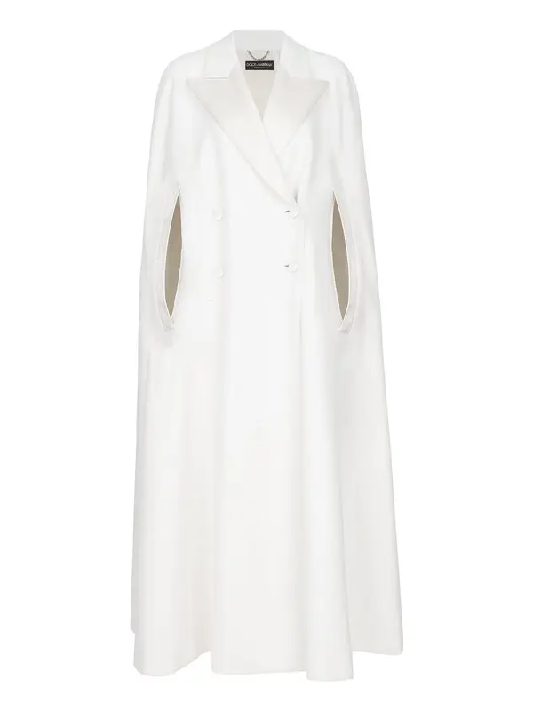 Dolce & Gabbana Double-breasted Wool Cape Coats And Jackets Wool - White