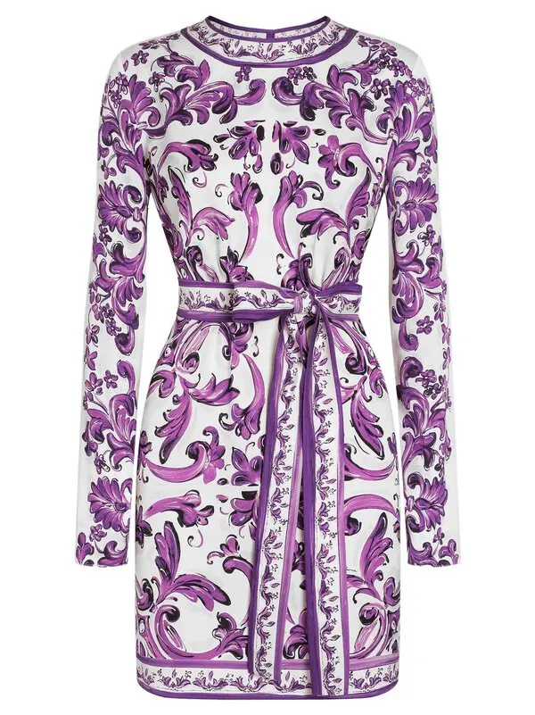 Dolce & Gabbana Majolica-print Charmeuse Dress Dresses - Multicolor