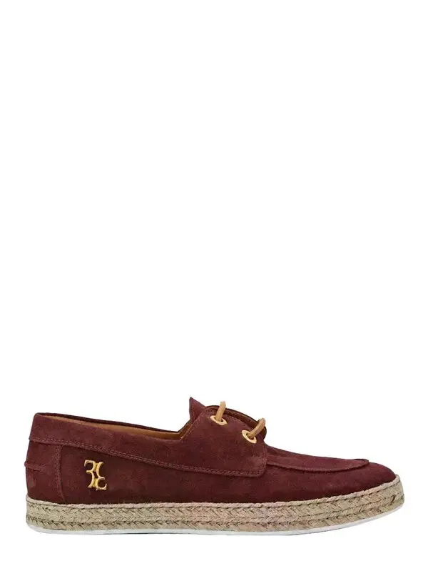 BILLIONAIRE Suede Raffia-trim Loafers - Red