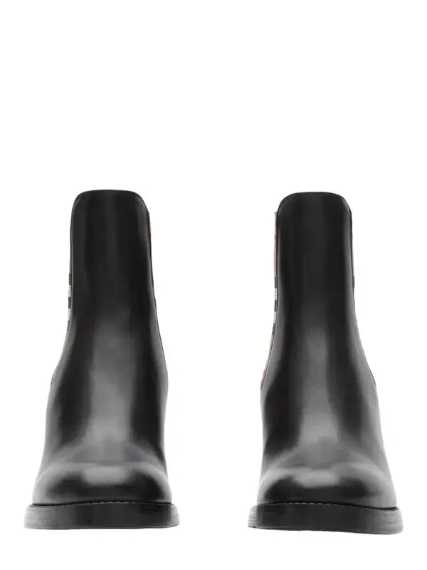 Burberry Leather Hampstead Heel Boots - Black