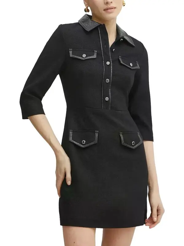 MORGAN Half-button Mini Dress - Black