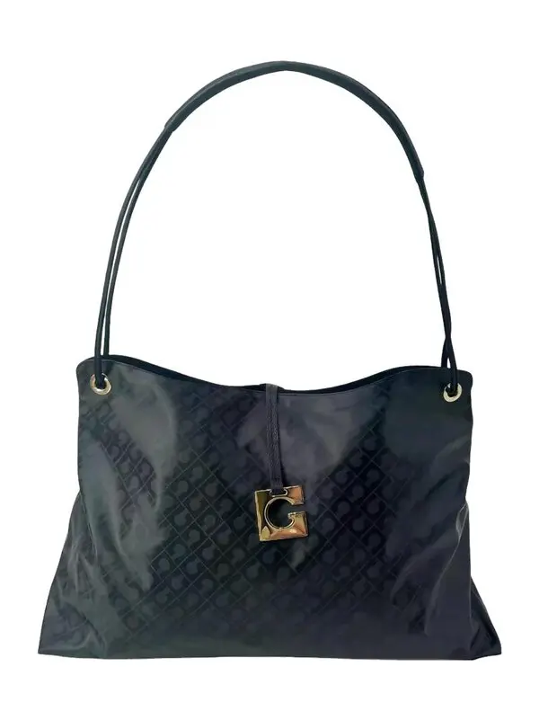 GHERARDINI Monogram-print Logo-plaque Shoulder Bag - Grey