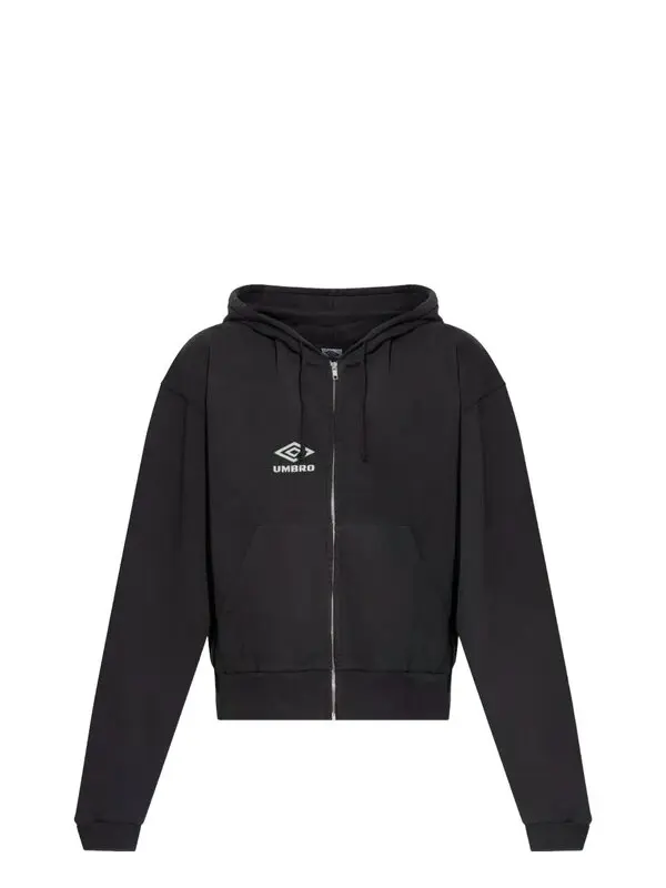 UMBRO Logo-embroidered Zip-up Hoodie - Black