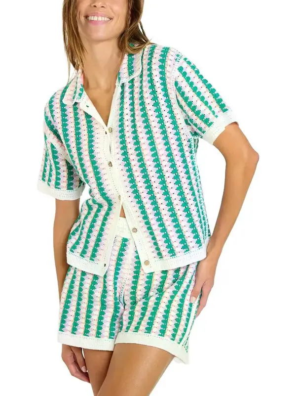 BANANA MOON Crochet-knit Striped Shirt - White
