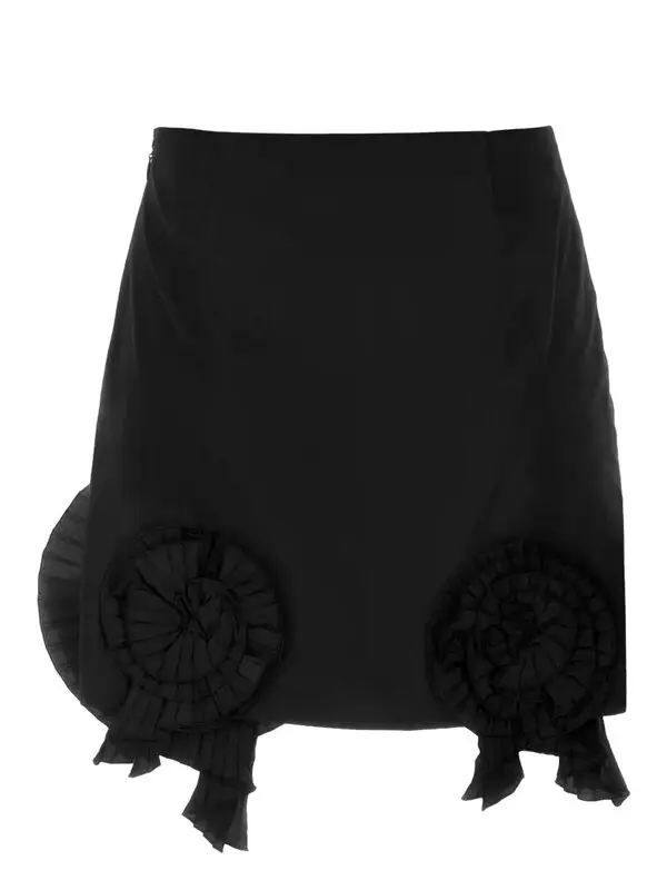 Blumarine Ruffled Floral-appliqué Mini Skirt - Black
