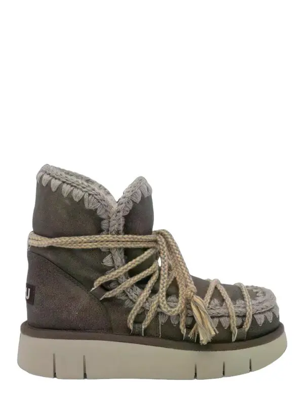 Mou Eskimo Crochet-trim Lace-up Boots - Brown