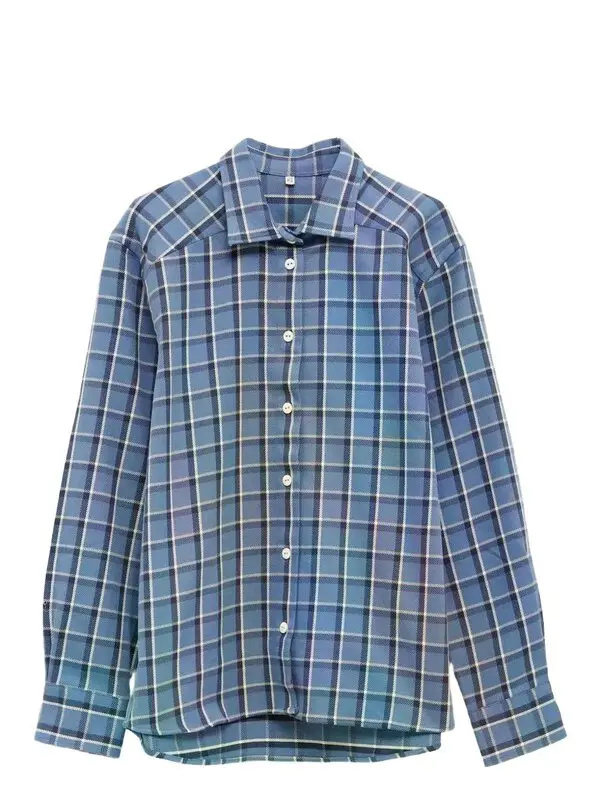 BASERANGE Bent Plaid-check Shirt - Blue