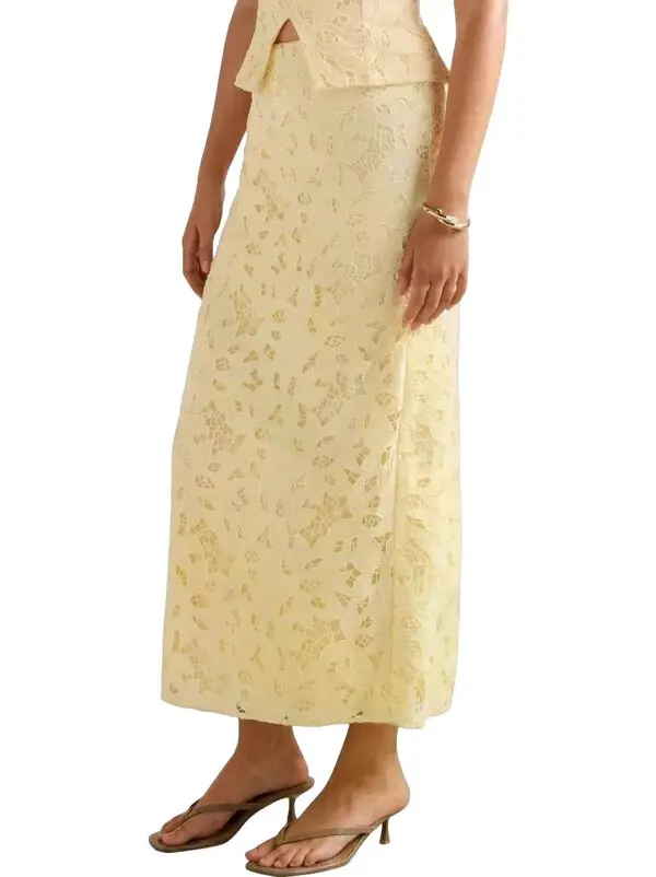 EVER NEW Andie Floral-embroidered Lace Maxi Skirt - Neutrals