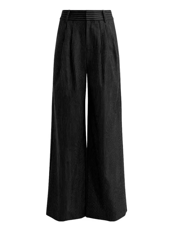 Alice + Olivia Kennedy Pinstripe Pleated Trousers - Black