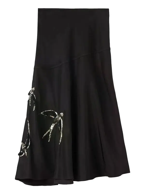 JIL SANDER Sequin-embroidered Asymmetric Flared Midi Skirt - Black