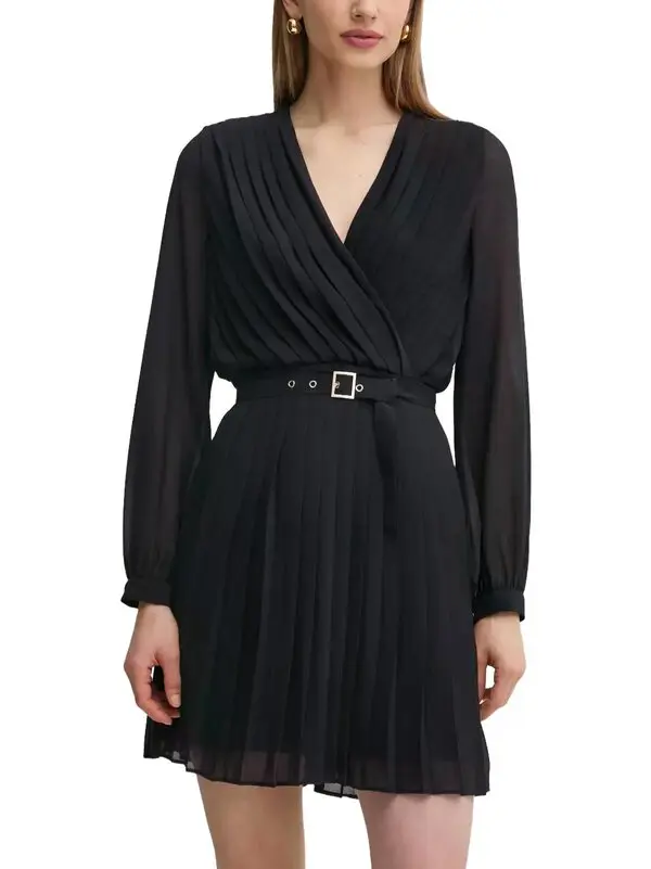 MORGAN Belted Pleated Mini Dress - Blue