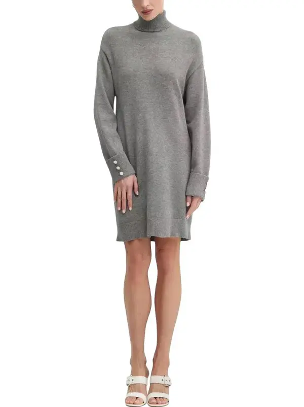 MORGAN Embellished-cuff Roll-neck Mini Dress - Grey