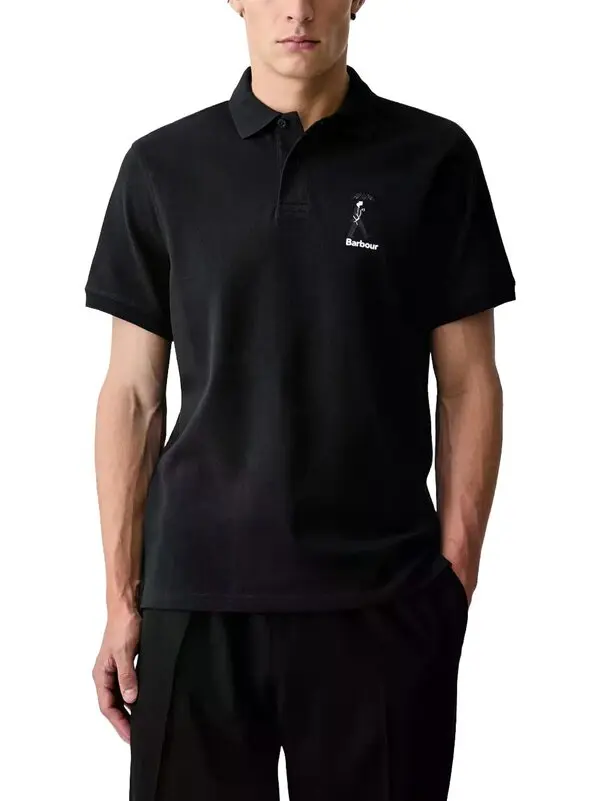 Barbour Logo-print Piqué Polo Shirt - Black