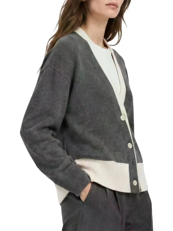 Seventy 19.70 Colour-block V-neck Cardigan - Grey