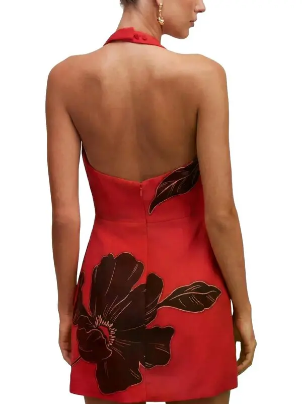 EVER NEW Floral-print Halterneck Mini Dress - Red