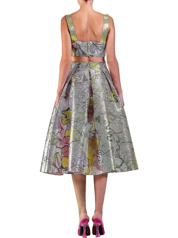 GEMY MAALOUF Floral-print Cropped Top - Silver