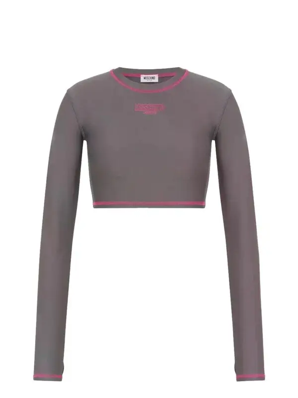 Moschino Logo-print Cropped Top - Grey