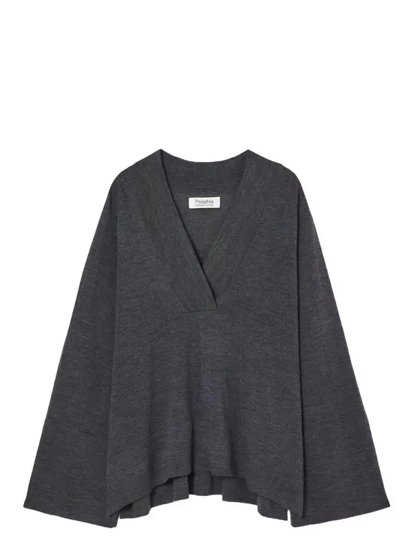 PSOPHIA V-neck Wool Sweater - Grey