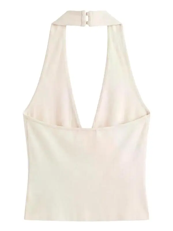 REFORMATION Lois Halterneck Wrap Top - Neutrals