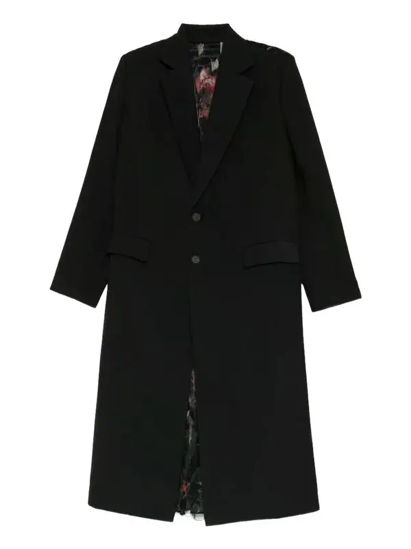 QUETSCHE Notched-lapels Single-breasted Coat - Black