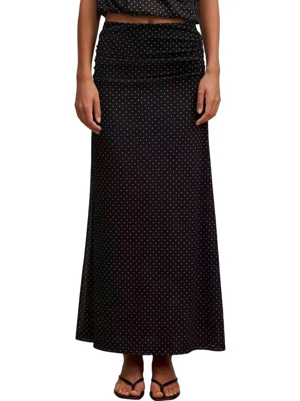 EVER NEW Mimi Polka-dot Ruched Maxi Skirt - Black