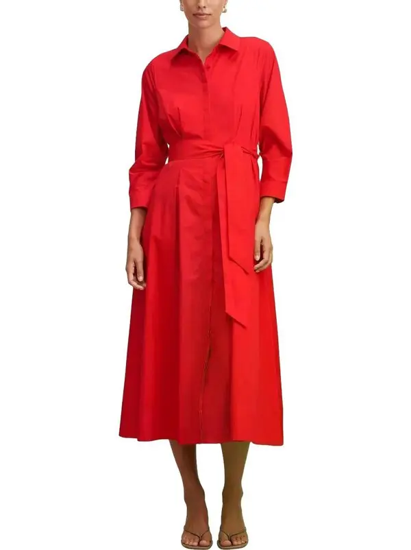 EVER NEW Sally Belted Midi Shirt Dress - Red