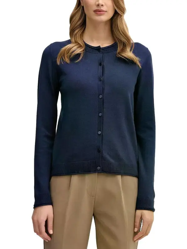 Sisley Crew-neck Cardigan - Blue