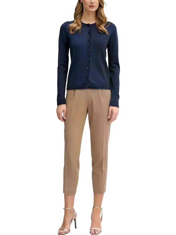 Sisley Crew-neck Button-up Cardigan - Blue