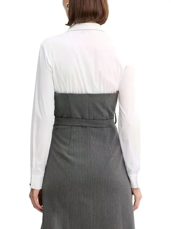 MORGAN Pinstripe-pattern Belted Mini Dress - Grey