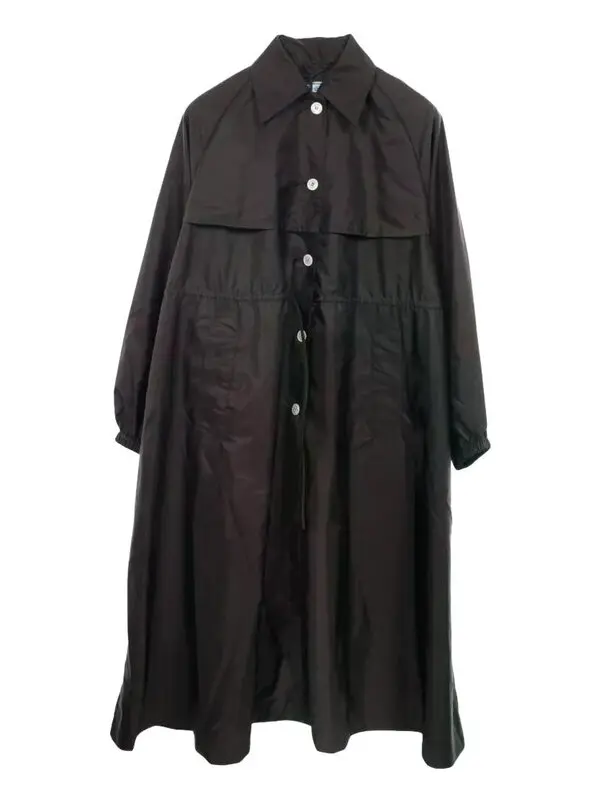 Prada 2010s Re-nylon Convertible Collar Coat - Black
