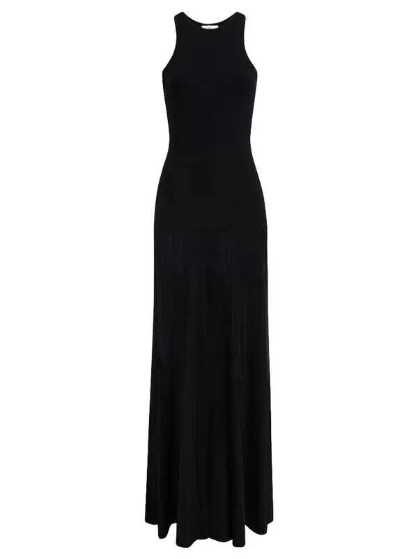 CAYET Elle Ribbed-knit Maxi Dress - Black