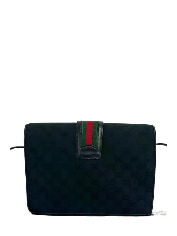 Gucci 20th Century Gg Canvas Web Crossbody Bag - Black