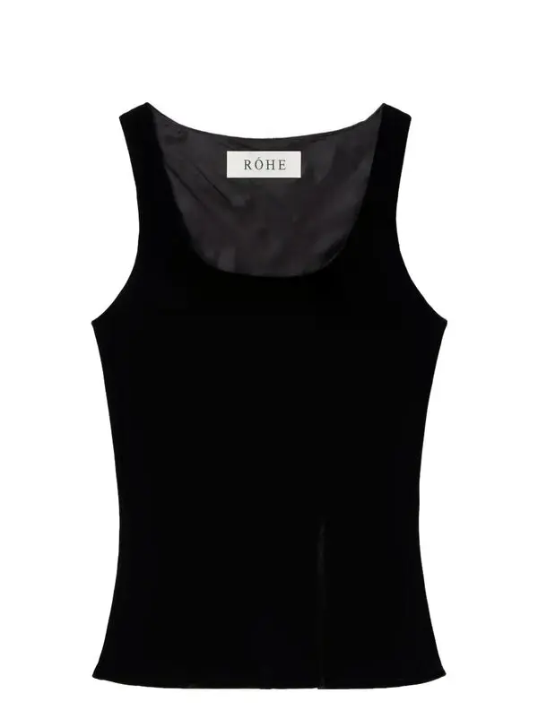 RÓHE Silk-velvet Top - Black