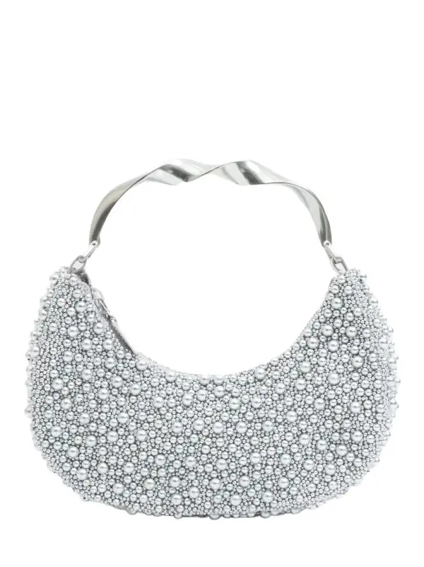 Simkhai Small Evelyn Beaded Crescent Tote Bag - Silver