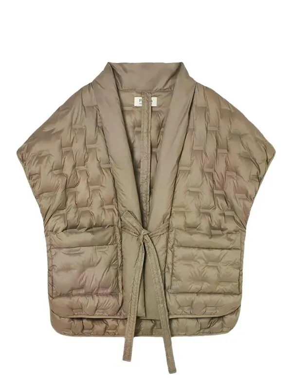 PSOPHIA Quilted Tie-fastening Gilet - Neutrals