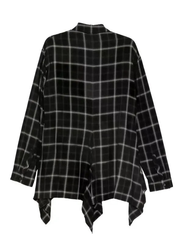 LIMI FEU Plaid Flared Panel Shirt - Black
