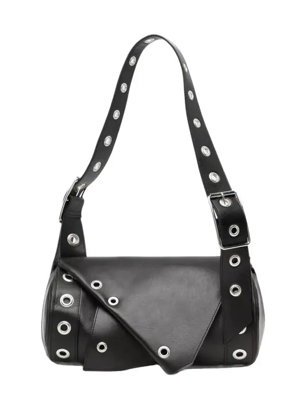 LIMI FEU Eyelet-embellished Cylinder Shoulder Bag - Black