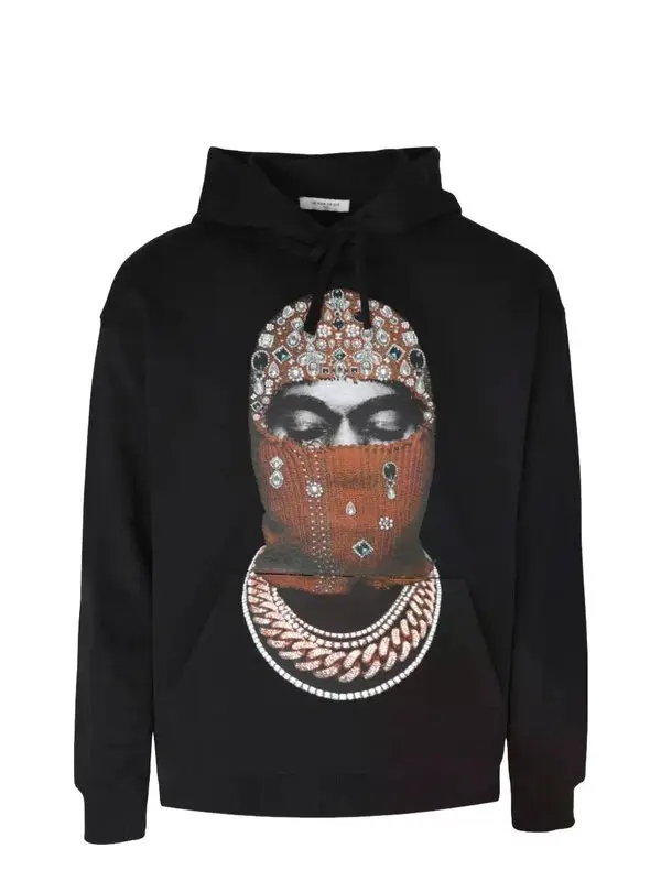 IH NOM UH NIT Graphic-print Drawstring Hoodie - Black