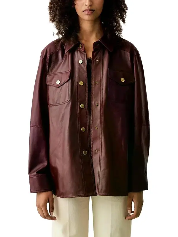 Luisa Spagnoli Sarmoneta Button-up Leather Jacket - Red