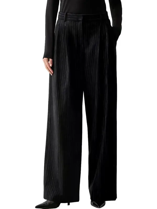 Luisa Spagnoli Pinstripe-pattern Pleated Tailored Trousers - Black