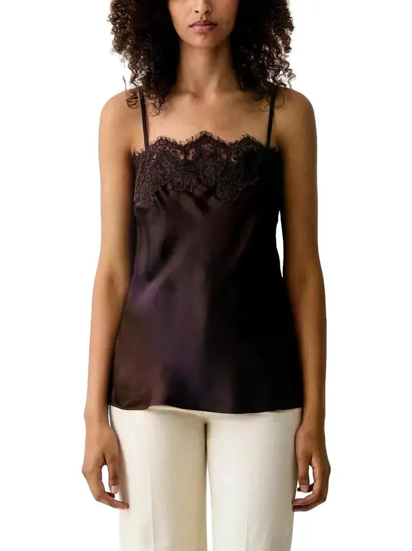 Luisa Spagnoli Lezioni Lace-trim Camisole Blouse - Brown