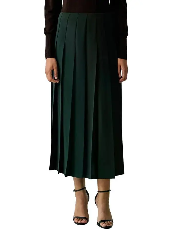 Luisa Spagnoli Festone Side-slit Pleated Maxi Skirt - Green