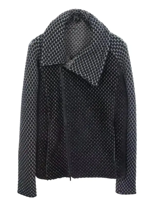 Emporio Armani 2010s Checkered Jacquard Jacket - Blue